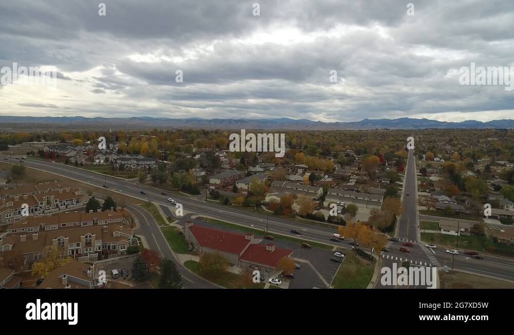 HIDDEN LAKE COLORADO-2016: Aerial Video Of A Town With Traffic On The ...
