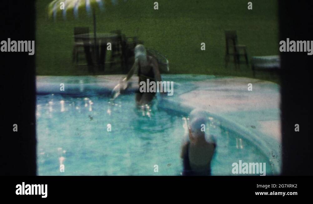 LYNBROOK NEW YORK-1971: Blurry Footage Of Swimmers With Caps On In A ...