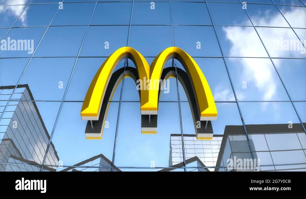 Editorial McDonalds logo on glass building Stock Video Footage - Alamy