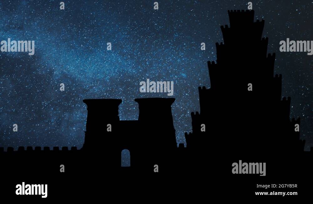 Tower of Babel by Night with Stars and Milky Way, Legendary Building in ...