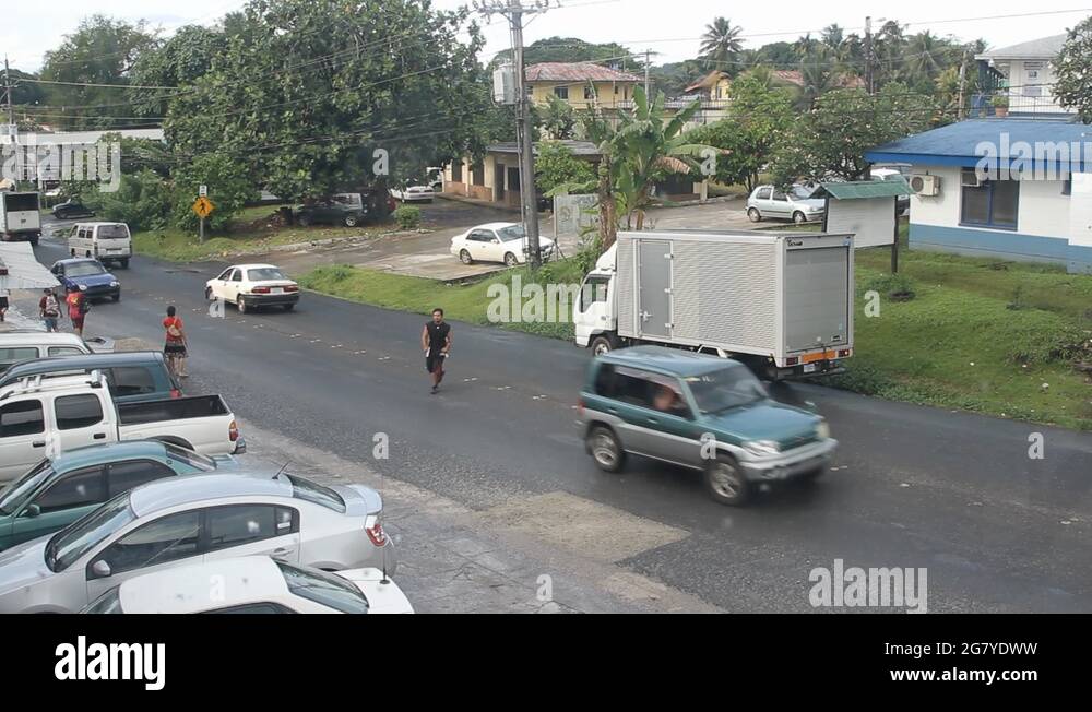 Local City Traffic on the Micronesian Island of Pohnpei Stock Video ...