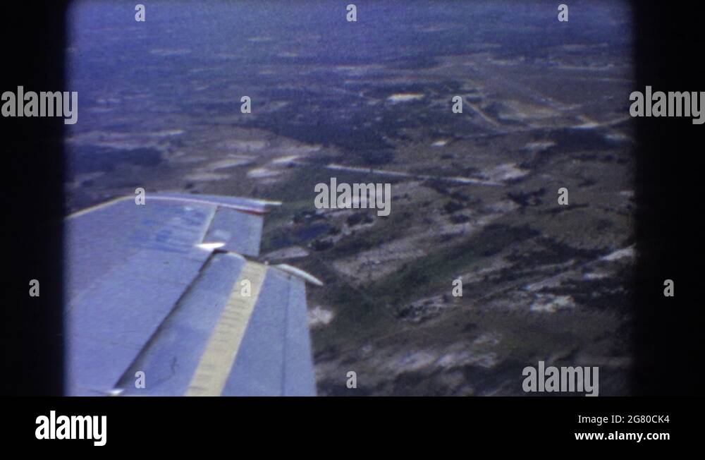 PERTH AUSTRALIA-1967: Aerial View Of Plane Wing Flying Over Green ...