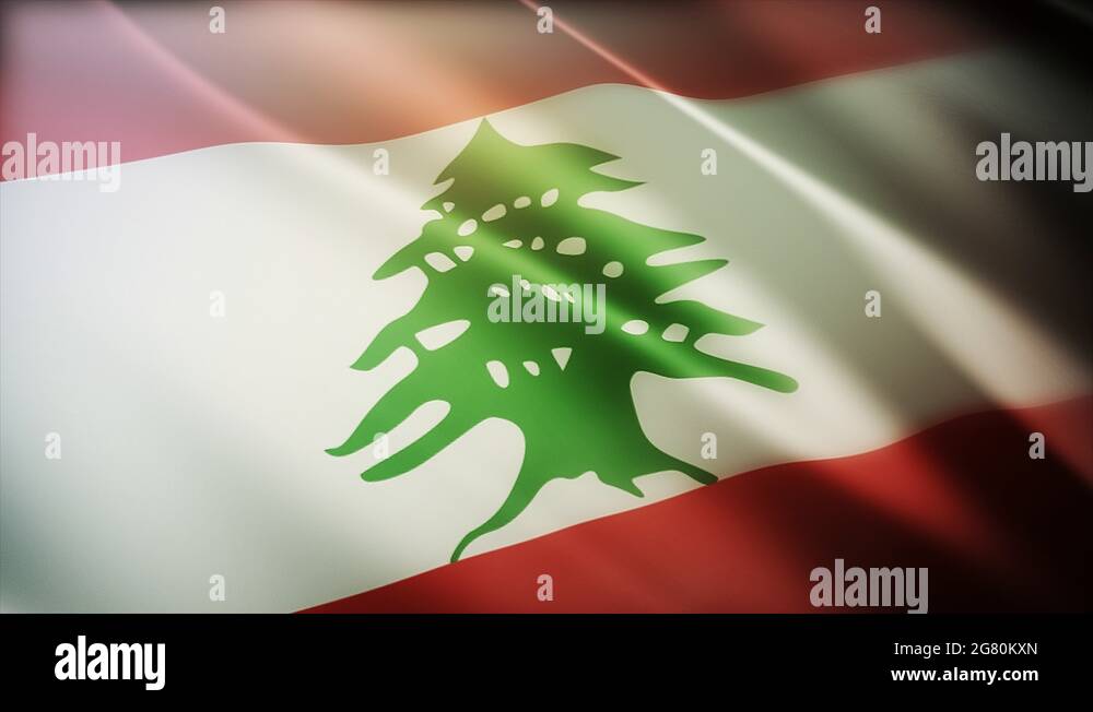4k Lebanon National flag wrinkles wind in Lebanese seamless loop ...