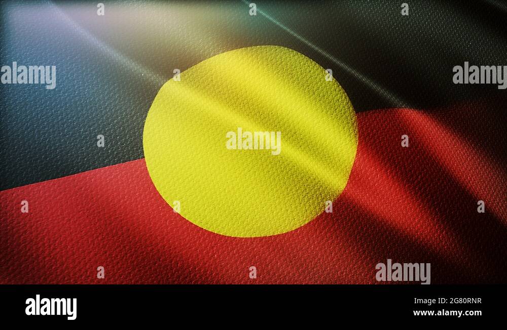 4k Australia ABORIGINES Aboriginal flag seamless slow waving in wind ...