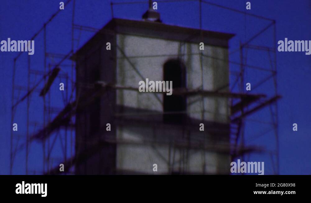 DALLAS TEXAS USA-1956: Bleak Concrete Watchtower With Stairs Winding Up ...