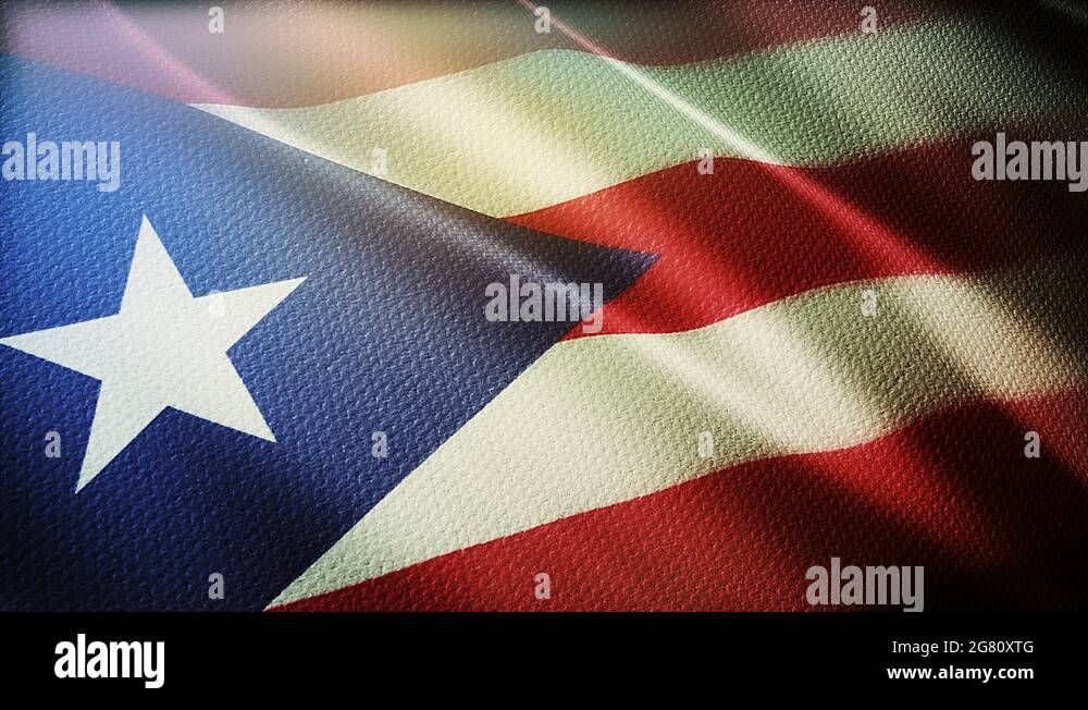 4k Puerto Rico flag slow waving close up in wind seamless loop ...