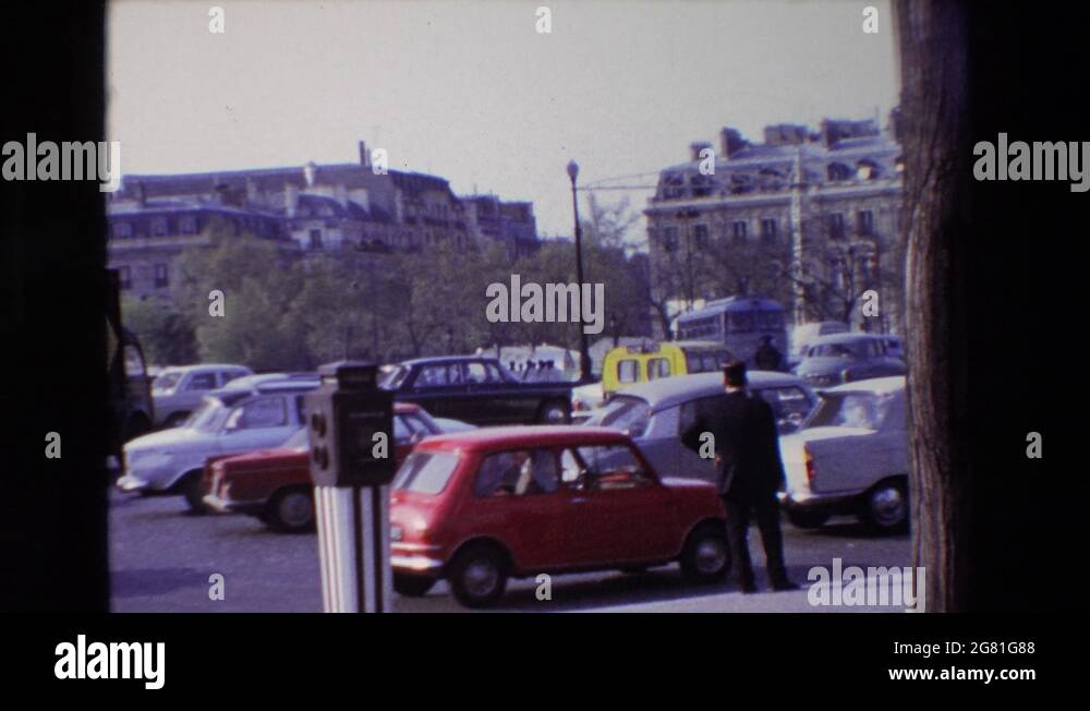 PARIS FRANCE-1969: Busy Traffic At Two Different Intersections Stock ...