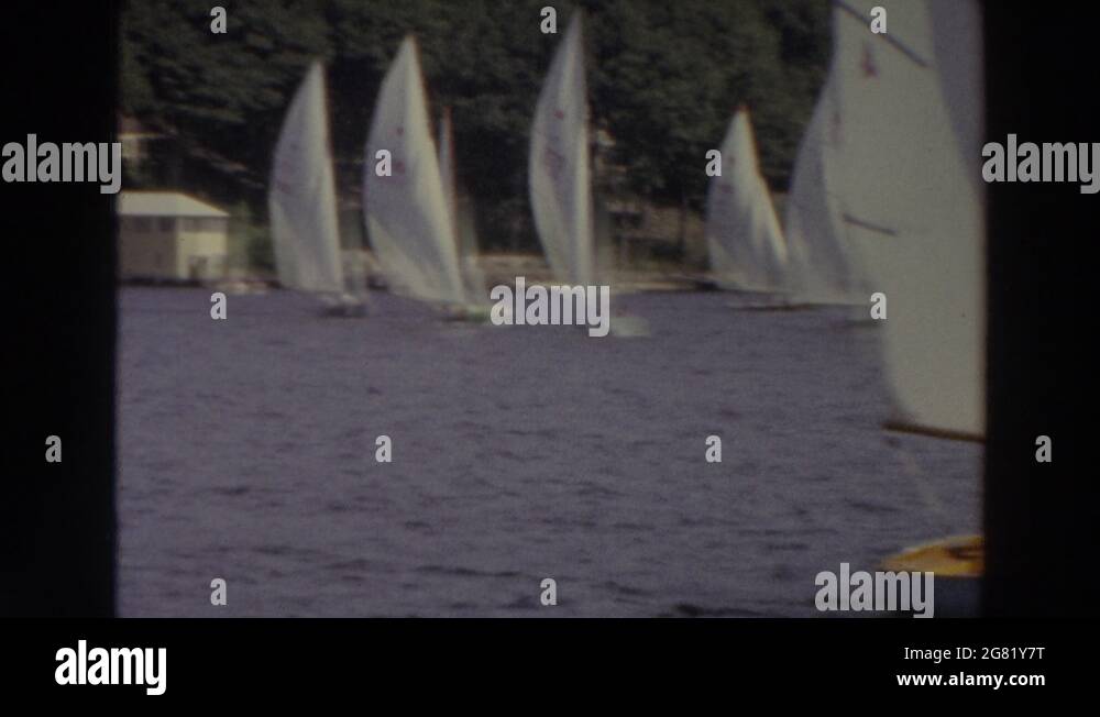 MADISON WISCONSIN-1966: White Sailing Boats On A Calm And Clean Ocean ...