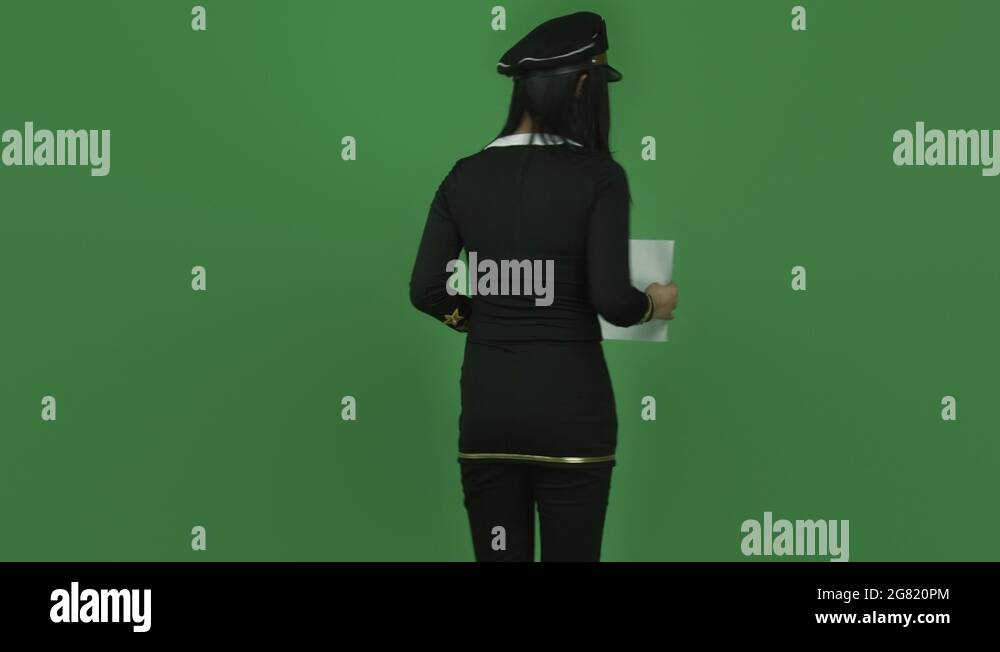 Asian air hostess isolated greenscreen green background worried help ...
