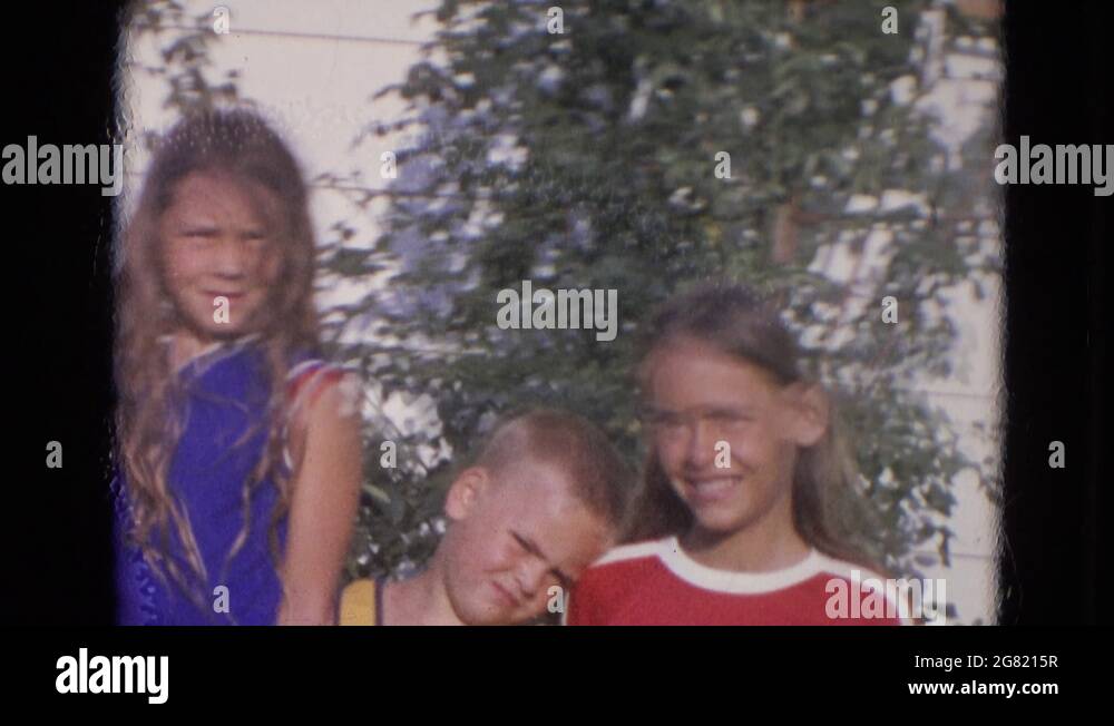LINCOLN NEBRASKA-1963: Three Children Outside Two Girls One Boy Smiling ...