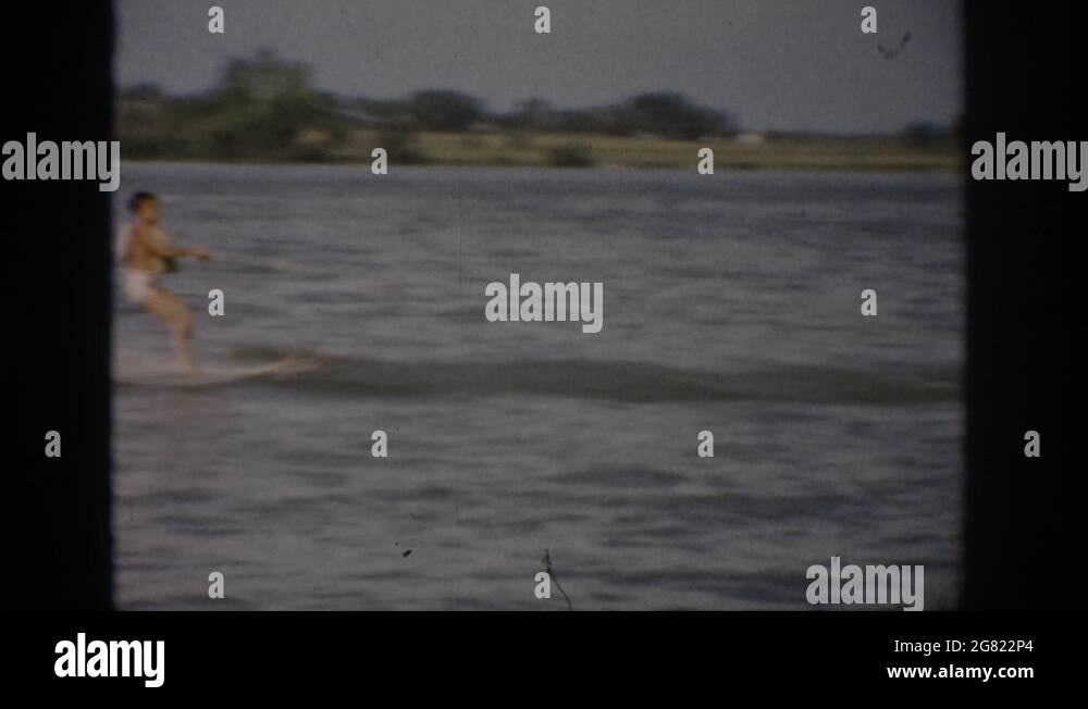 COLORADO USA-1959: Water-Skier Being Pulled By A Boat Passing Another ...