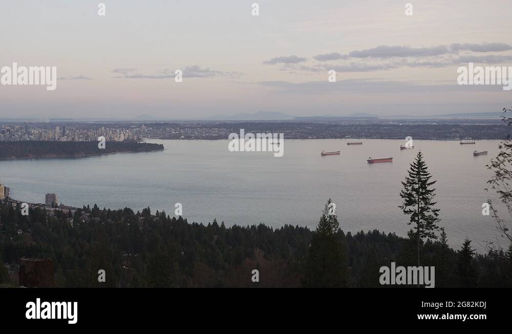 Vancouver Harbor Freighters Treee Stumps Bridge - 4k Stock Video ...