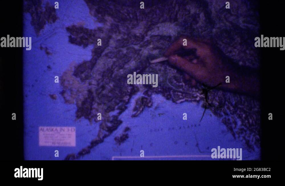 ALASKA USA-1977: Hand Pointing Towards Area On Map And View Of Green ...