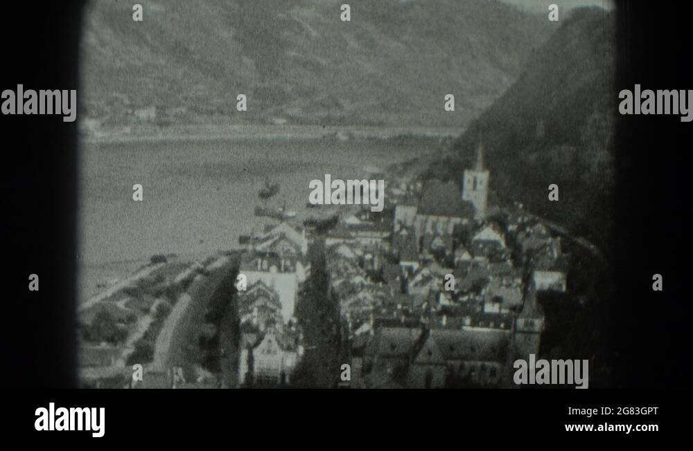 WEST GERMANY-1951: Scenic Black And White View Of A Seaside Village ...
