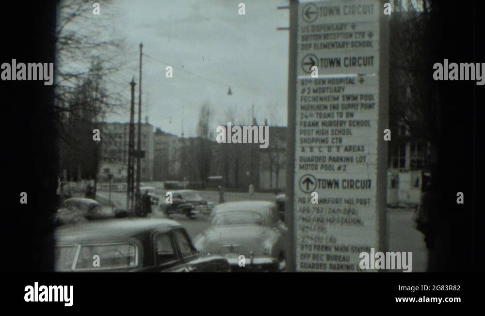 WEST GERMANY-1951: Busy City Intersection With Trolley Buses And Old ...