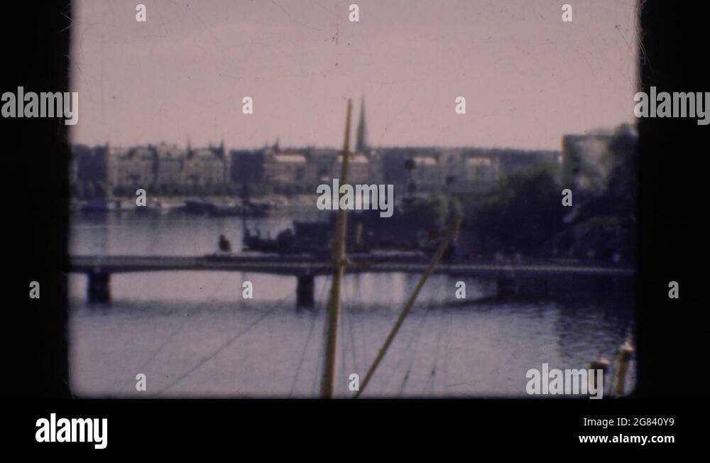 DENMARK-1975: Bridges And Boats Over Water With Buildings And Trees And ...
