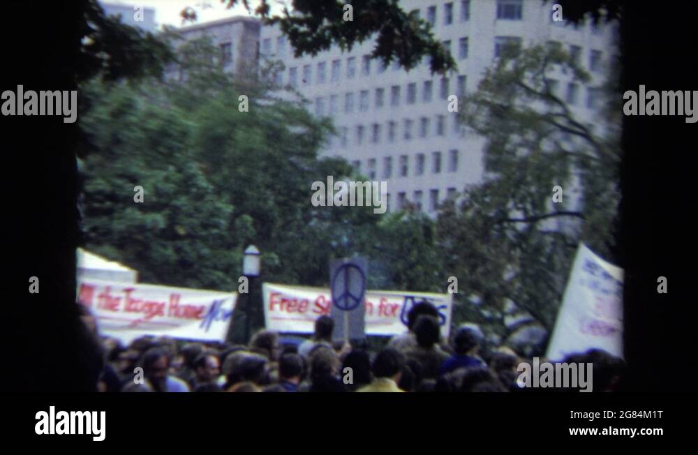 WASHINGTON DC USA-1970: Crowd Of Protesters Marching Through Downtown ...