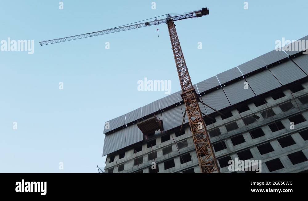Construction of a high-rise tower of a residential building Stock Video ...