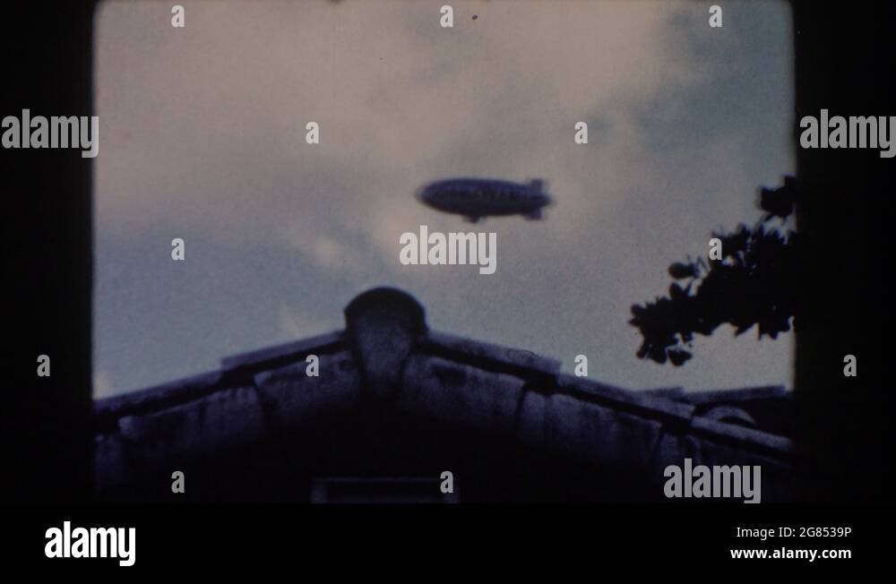 MIAMI FLORIDA-1960: Scenes Of Blimp Flying High In Sky Over Roof Of ...