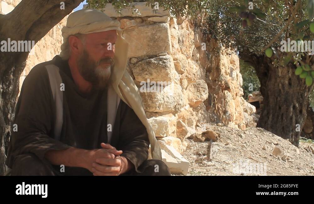 Abraham Sitting under an Olive Tree Biblical Reenactment Stock Video ...