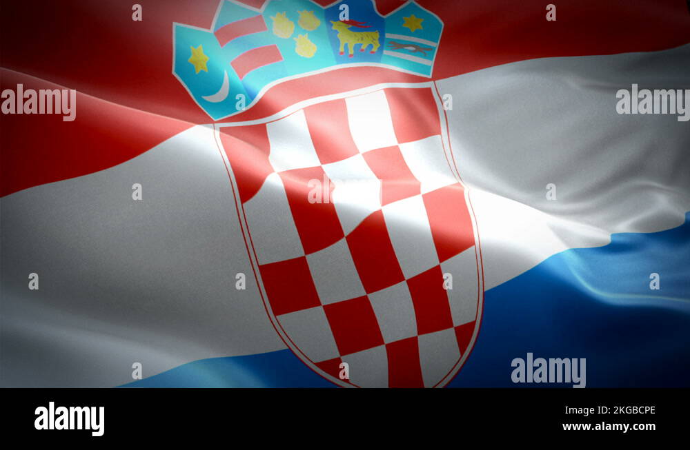 Croatia Flag Wave Loop waving in wind. Realistic Croatian Flag ...