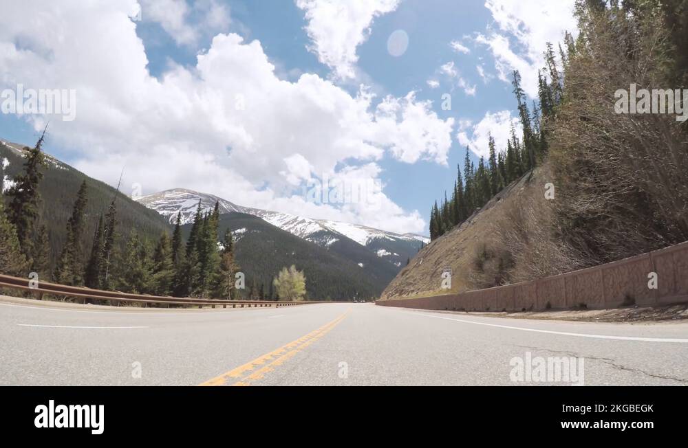 Driving on mountain highway 40 over Berthoud Pass in the Summer Stock ...
