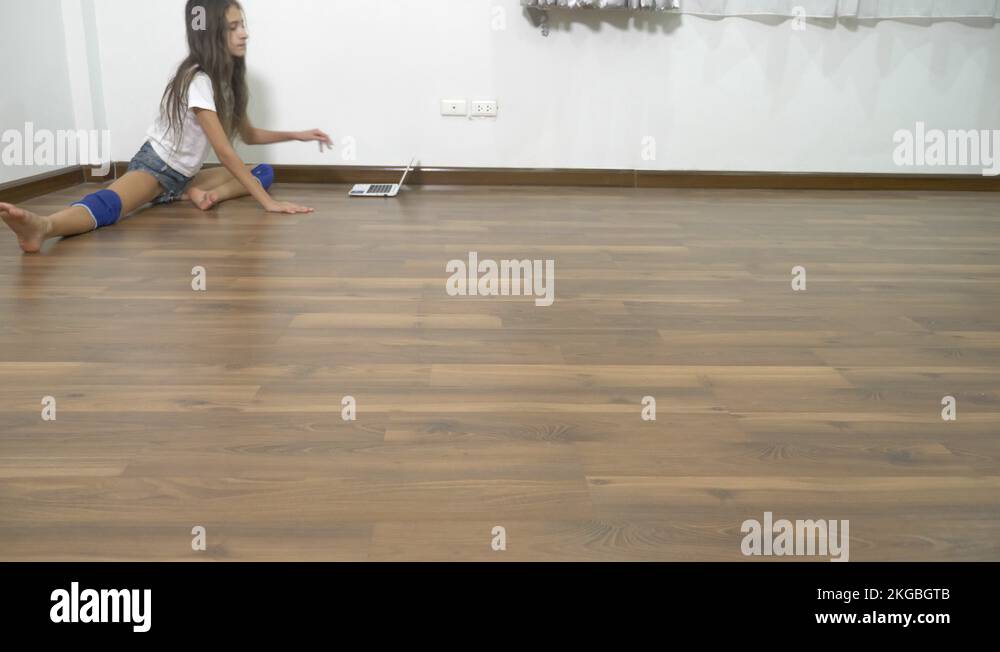 Flexibility And Strength Beautiful Young Girl With Perfect Body Stretching Stock Video Footage