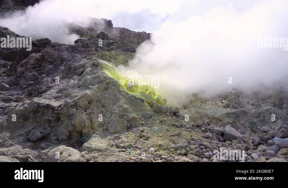 Cinemagraph of Smoking Fumaroles on Active Sibayak Volcano near ...