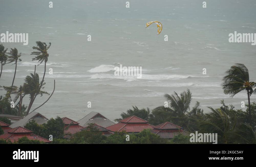 Pabuk typhoon, ocean sea shore, Thailand. Natural disaster, eyewall ...