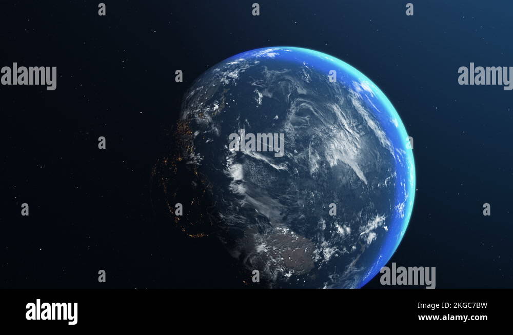 Earth rotating on its axis in black space - realistic world globe ...