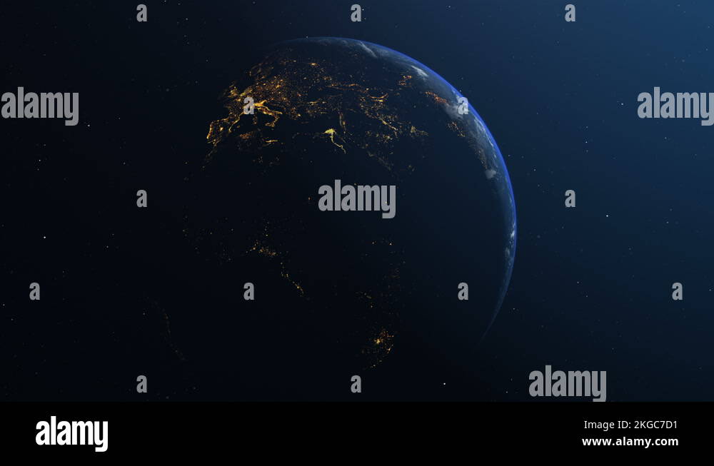 Earth rotating on its axis in black space - realistic world globe ...