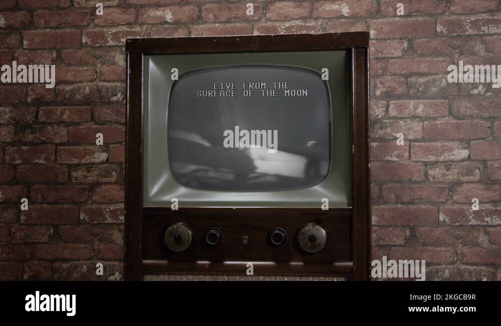 Watching Moon landing on antique television in 1969 Stock Video Footage ...