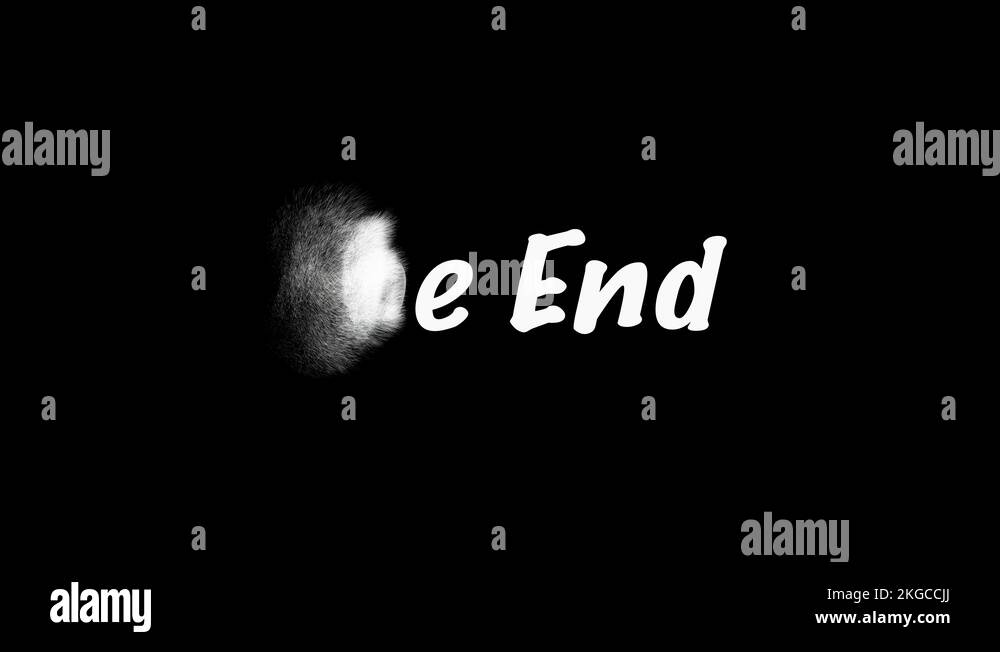 The End text design turning into dust and floating away. Graphic ...