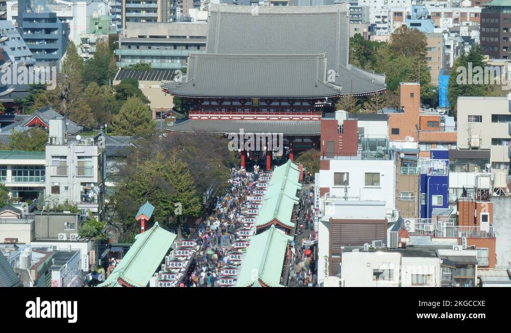 Sensoji temple in Asakusa, bird eye view. 4K time lapse Stock Video ...