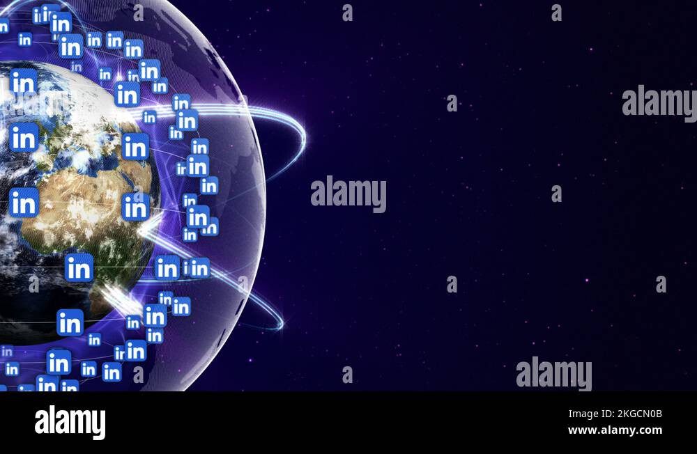 LINKEDIN Logo Animation Around the Earth, Social Media, Background ...