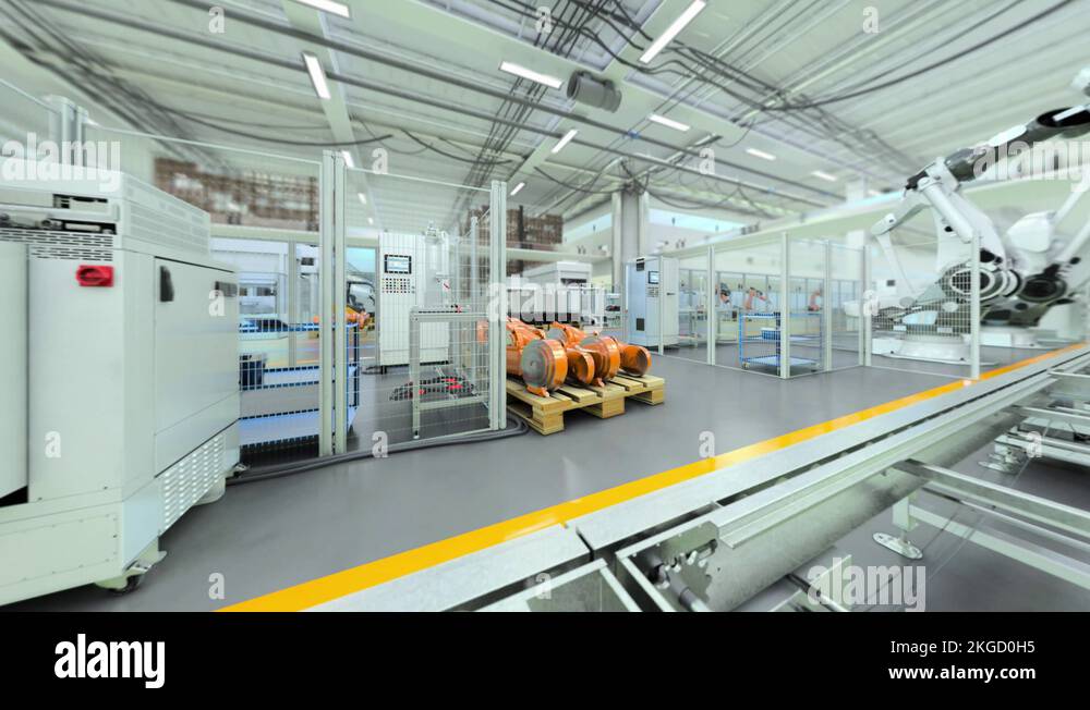 Industrial Robot Factory - 3D Animation - Flat Version, V1 Stock Video ...