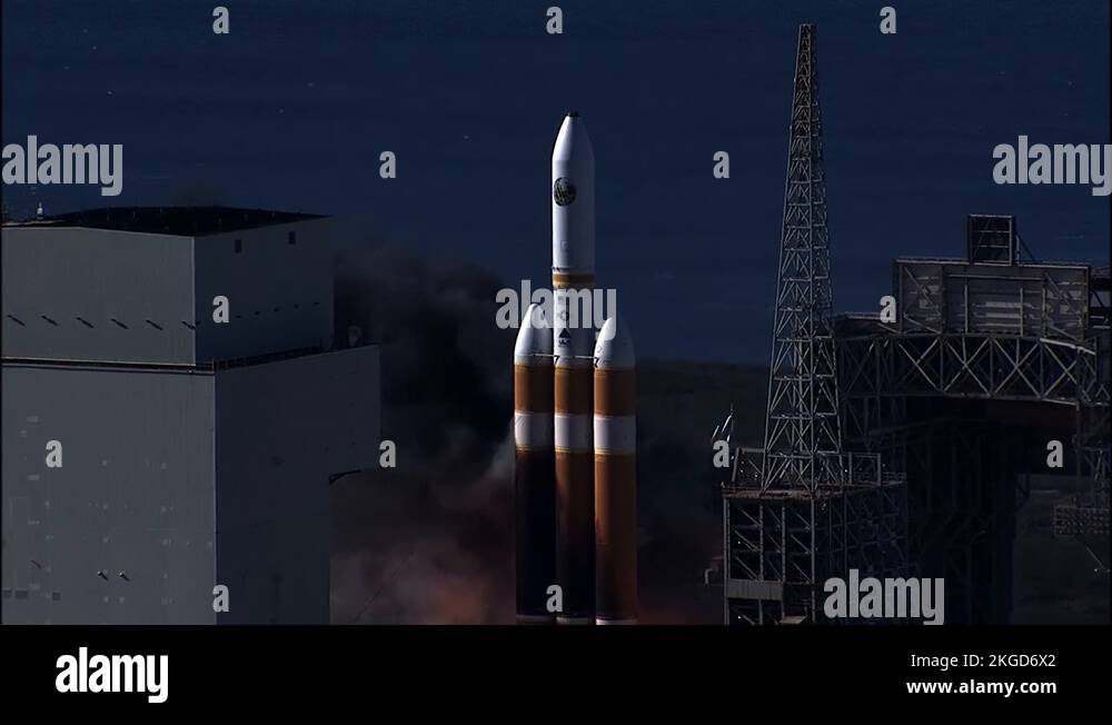 Delta IV Heavy rocket launches from Vandenberg Air Force Base Stock ...