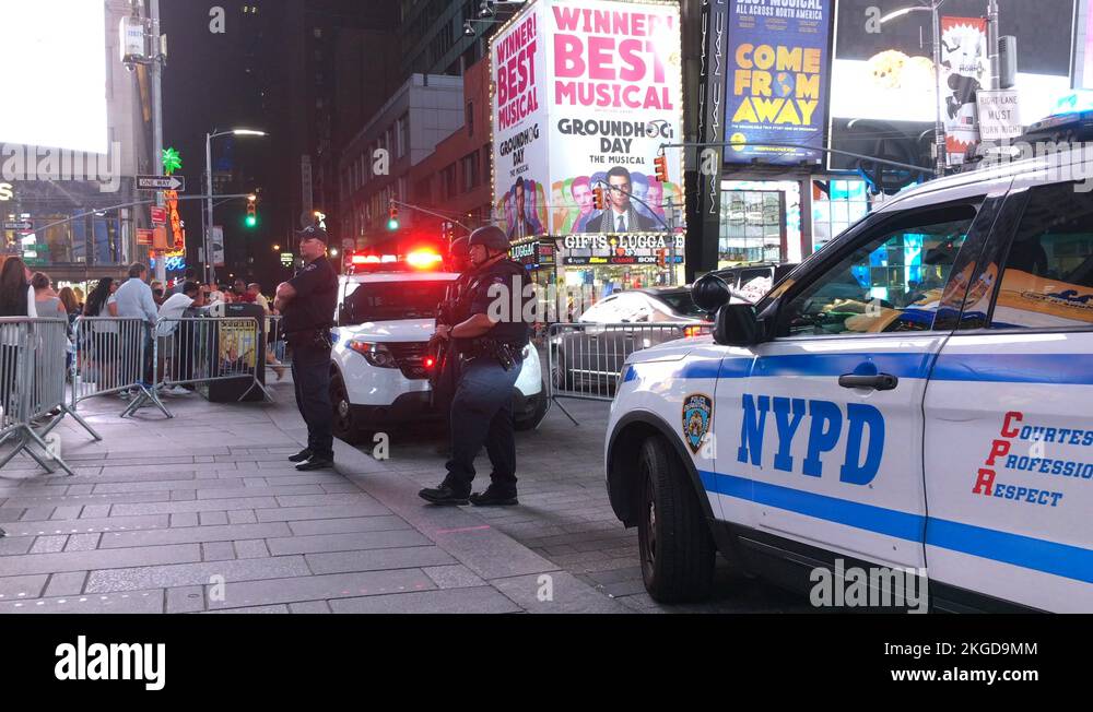 NYPD Police in downtown Times Square New York 4k Stock Video Footage ...