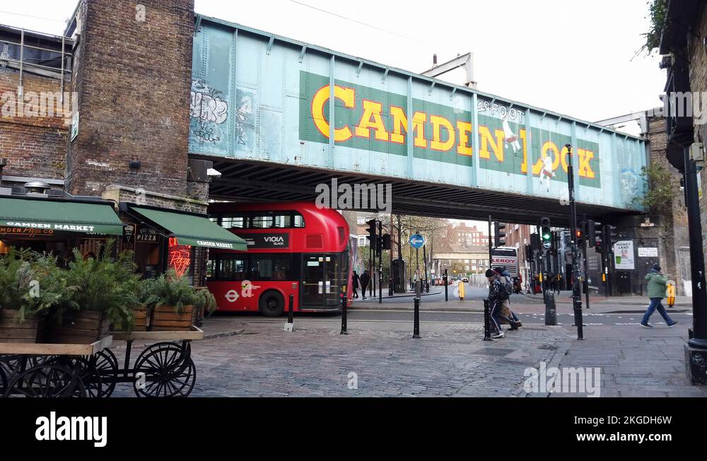 The iconic Camden Lock railway bridge in Camden, London, UK Stock Video ...
