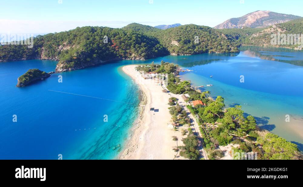 aerial fethiye oludeniz blue lagoon scenery famous paraglide ...
