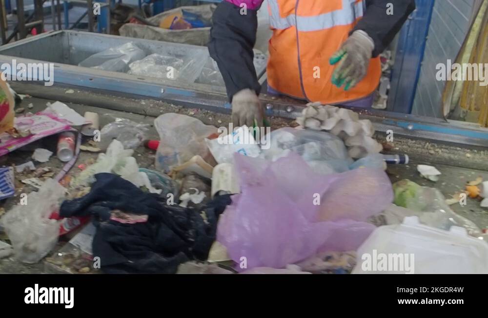 Sorting of garbage on the conveyor of the waste recycling plant, Russia Stock Video Footage - Alamy