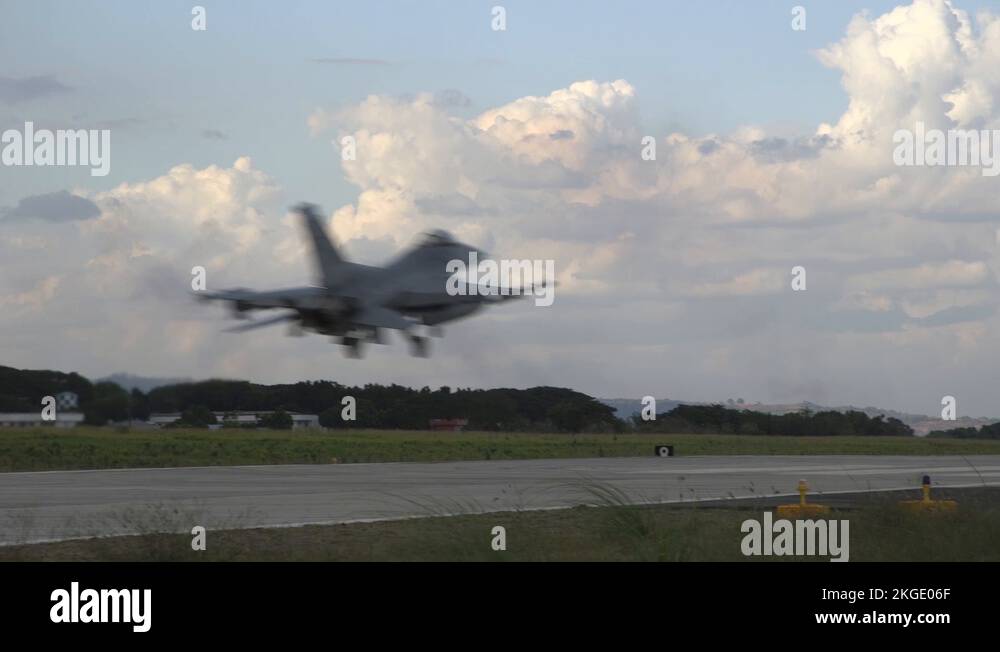 F-16 Fighting Falcon landing at Cesar Basa Air Base, Philippines Stock ...