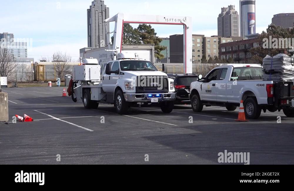 Customs x-ray vehicle scanning vehicles at Super Bowl LII Stock Video ...