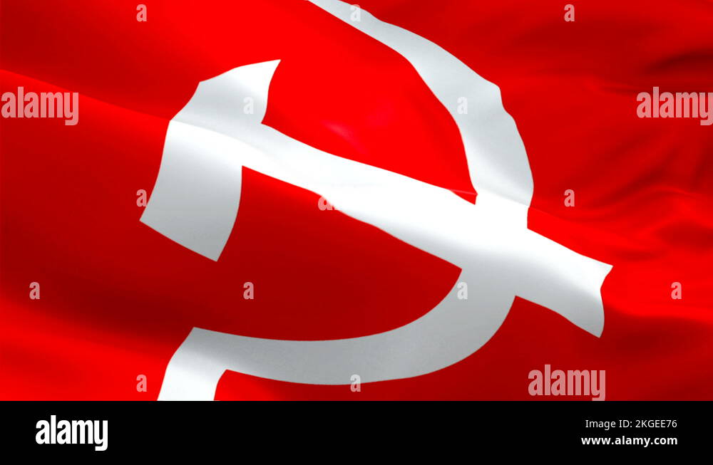 Communist flag Closeup 1080p Full HD 1920X1080 footage video waving in ...