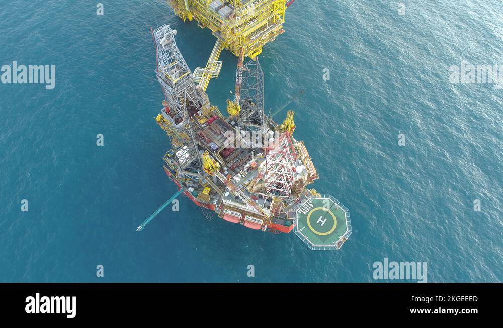 Offshore jack-up drilling rig and gas production platform Stock Video ...