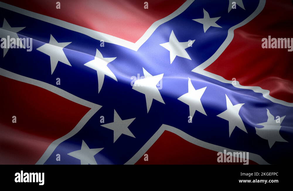 Confederate waving flag. National 3d Rebel flag waving. Sign of ...