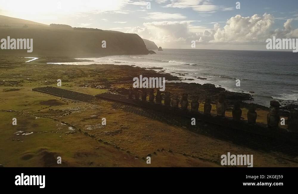 Ahu tongariki 15 moai statues Stock Videos & Footage - HD and 4K Video ...