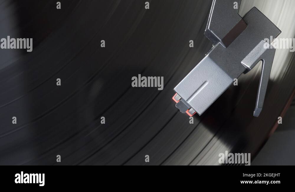 Vintage record player top down view extreme close up stock footage ...
