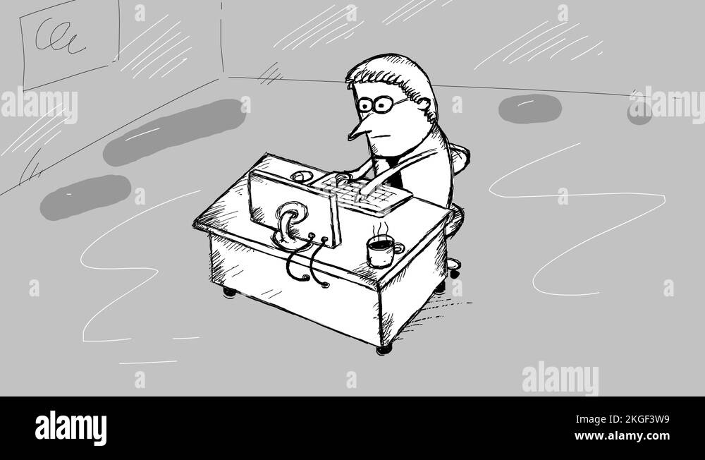 Office woman hard work computer cartoon Stock Videos & Footage - HD and ...