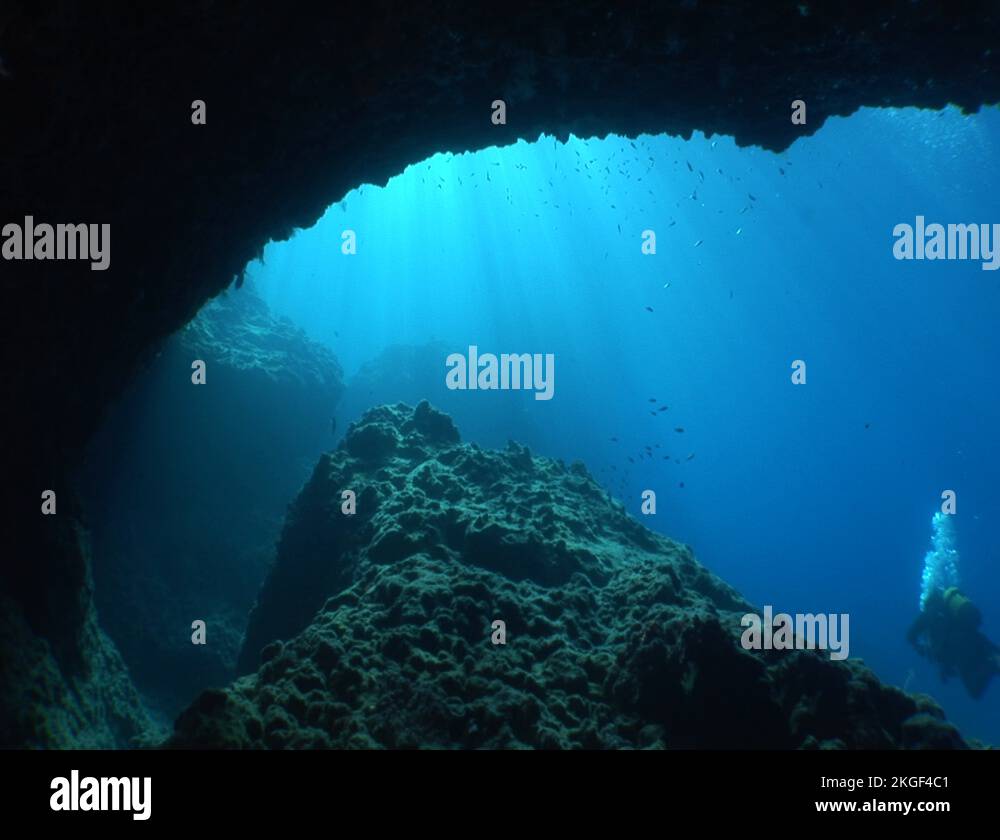 cave dive underwater scuba divers exploring caves tunnels Stock Video ...